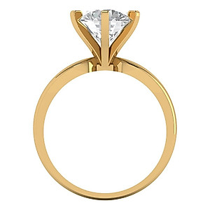 2.5 Carat Round Cut Custom Engraving Moissanite Engagement Wedding Bridal Everlasting Ring 14k Yellow Gold 7 US