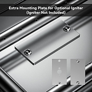 Skyflame Rectangular Stainless Steel Drop-in Fire Pit Pan and Burner with Burner Cover, Include 42" X 18" Fire Pit Glass Wind Guard