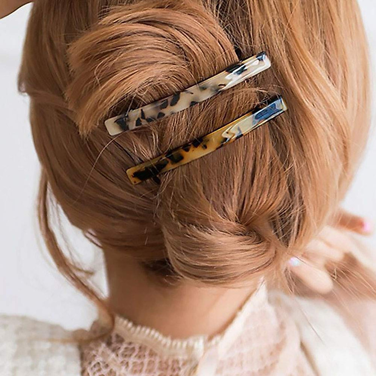 HYFEEL Long French Barrettes for Women Simple Classic Acrylic Resin Hair Clips Tortoise Shell Skinny Large 4 inch No-slip Grip Automatic Clasp Clamp For Thick Hair, 3 Pack