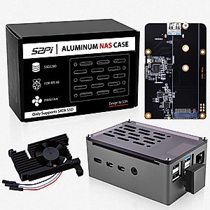 GeeekPi Aluminum NAS Case for Raspberry Pi 4 with PWM Fan and M.2 SATA SSD Adapter Board, Pi 4 Passive Aluminum Alloy Case with 3510 Ultra-Quiet Cooling Fan for Raspberry Pi 4 Model B Only