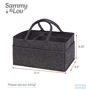 Sammy & Lou Collapsible Charcoal Gray Felt Storage Caddy, Divided Design To Keep Diapers, Wipes And Changing Items Organized, Two Handles, 11.5 in x 6 in x 8 in
