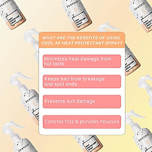 FoxyBae Heat Protectant Spray - Thermal Hair Styling Mist for Curling Iron & Blow Dryer - Prevents Frizz, Damage & Breakage, 8oz