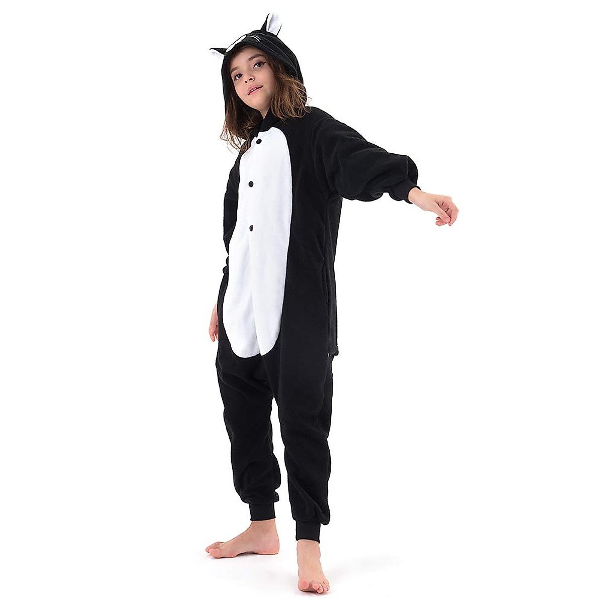 Beauty Shine Kids Onesie Unisex Child Animal Costume Sleepwear Jumpsuit Christmas Halloween Cosplay Pajamas Black Cat