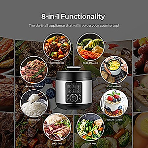 Cuckoo CMC-ZSN601F 8-in-1 Electric Pressure Cooker, Slow Cooker, Sauté, Steamer, Warmer, Sous Vide, 20 Menu Options, Stainless Steel Inner Pot, 6 QT, Black