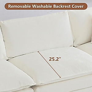 VEPXXP 76.7" Luxury Loveseat Sofa Couch, Deep Sectional Sofa Cloud Couch with 2 Armrest Pillows, Chenille Comfy Love Seat Sofa for Living Room, Apartment, Studio, Office,White