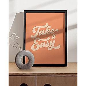 HAUS AND HUES Relax Sign Peach Pictures for Room - Cute Quote Posters & Inspirational Wall Art for Girls | Relax Wall Decor, Take It Easy Poster, Quote Aesthetic Posters, Peach Art UNFRAMED 12" x 16"