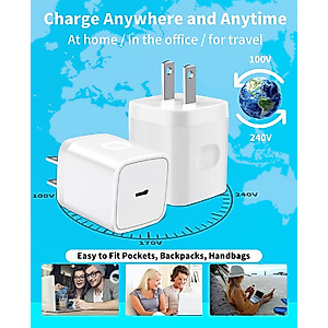 tiavalmax USB C Charger Cable for iPhone iPad, USB 2.0 Type C Charger Fast Charging (2 Pack USB C Charger Block & 6.6ft USB C to Lightning Cable)