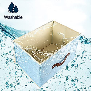 JYPS 3-Pack Extra Large Collapsible Storage Bins with Lids and Handles (15x10x10 inches), Washable Foldable Clothes Storage Boxes, Storage Cubes Organizer for Bedroom Closet Office -Blue