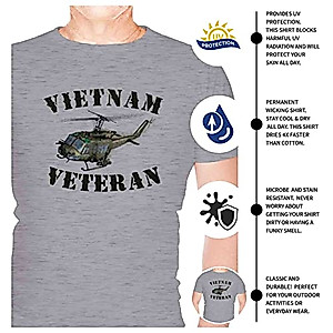 VetFriends.com Vietnam Veteran Huey Performance T-Shirt (Large) Grey