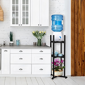 Retyion Water Dispenser Stand 5 Gallon Water Jug Stand Sturdy Water Stand(32.8" Hight-11.2" Wide) Water Jug Stand with 2 Round Shelfs for 1-5 Gallon Water Bottles/Crocks, Water Jug and Plant Stand