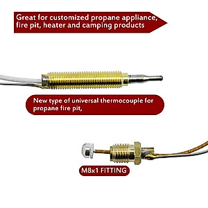 MENSI Universal M8X1 Thermo Couple Sensor Temperature Flame Safety for Propane Natural Gas Fire Pit, Fireplace 24"