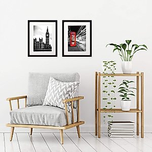 Americanflat 11x14 Picture Frame in Black - Displays 8x10 with Mat and 11x14 without Mat - Engineered Wood with Shatter Resistant Glass - Horizontal and Vertical Formats for Wall - Set of 2