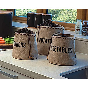 Natural Elements KitchenCraft Potato Bag with Blackout Lining, Hessian, Brown, 24 x 24cm