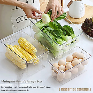 ACIGI Fridge Kitchen refrigerator organizer bins box - Clear Food Storage Baskets for Kitchen, Fridge, Freezer, Cabinets, Countertops, Bedrooms, Stackable Plastic Household Containers, Transparent