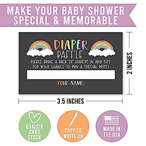 Hadley Designs 25 Baby Shower Diaper Raffle Tickets For Baby Shower Games To Play - Rainbow Baby Shower Games Gender Neutral, Diaper Raffle Cards, Baby Raffle Tickets, Baby Shower Invitation Inserts