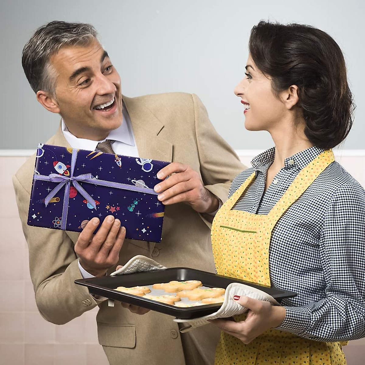 Geluode Birthday Wrapping Paper For Kids Boys Girls Space Lover, Outer Space Wrapping Paper for Birthday Baby Shower Kindergarten Party, 5 Styles Total 10 Sheets Folded Flat 20x28 Inches Per Sheet