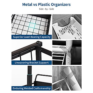 atzeste Metal 2 Tier Under Sink Organizer, Sliding Pull Out Cabinet Shelf Organizer, Multi-purpose Storage Shelf for Bathroom Kitchen, Black…