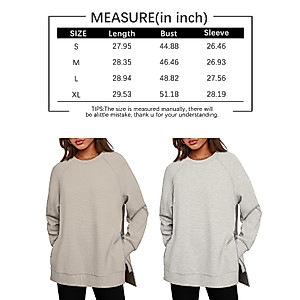 EFAN Womens Oversized Sweatshirts CrewNeck Pullover Soft Y2K Hoodies 2025 Fall Outfits Zipper Teen Girls Clothes Sweaters CreamGrey M