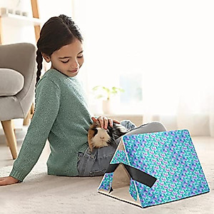 Green Mermaid Scale Pattern, Hamster House Habitat Bed for Small Animal Hamster Gerbils Chipmunks Squirrels Hedgehogs Guinea Pigs Habitat Decor
