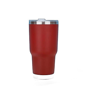 30oz Double Wall Vacuum Insulated Thermal Travel Tumbler Cup, Splash Proof Sliding Lid Simple and Modern design Reusable Stainless Steel Durable Coffee Tea Travel Mug Iced Cold Brew Hot Drinks (Red)