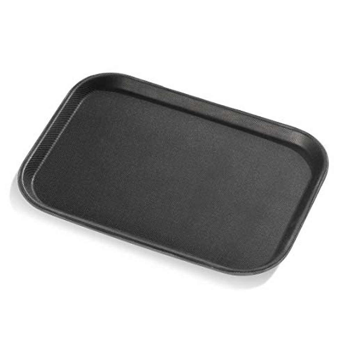 New Star Foodservice 24852 Restaurant Grade Non-Slip Tray, Plastic, Rubber Lined, Rectangular, 10-Inch x 14-Inch, Black