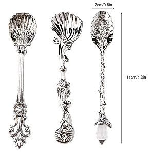 Fdit Vintage Style Coffee Spoons Set 3Pcs Dessert Spoons Royal Style Metal Carved Teaspoons for Kitchen Dining Bar and Tea Parties