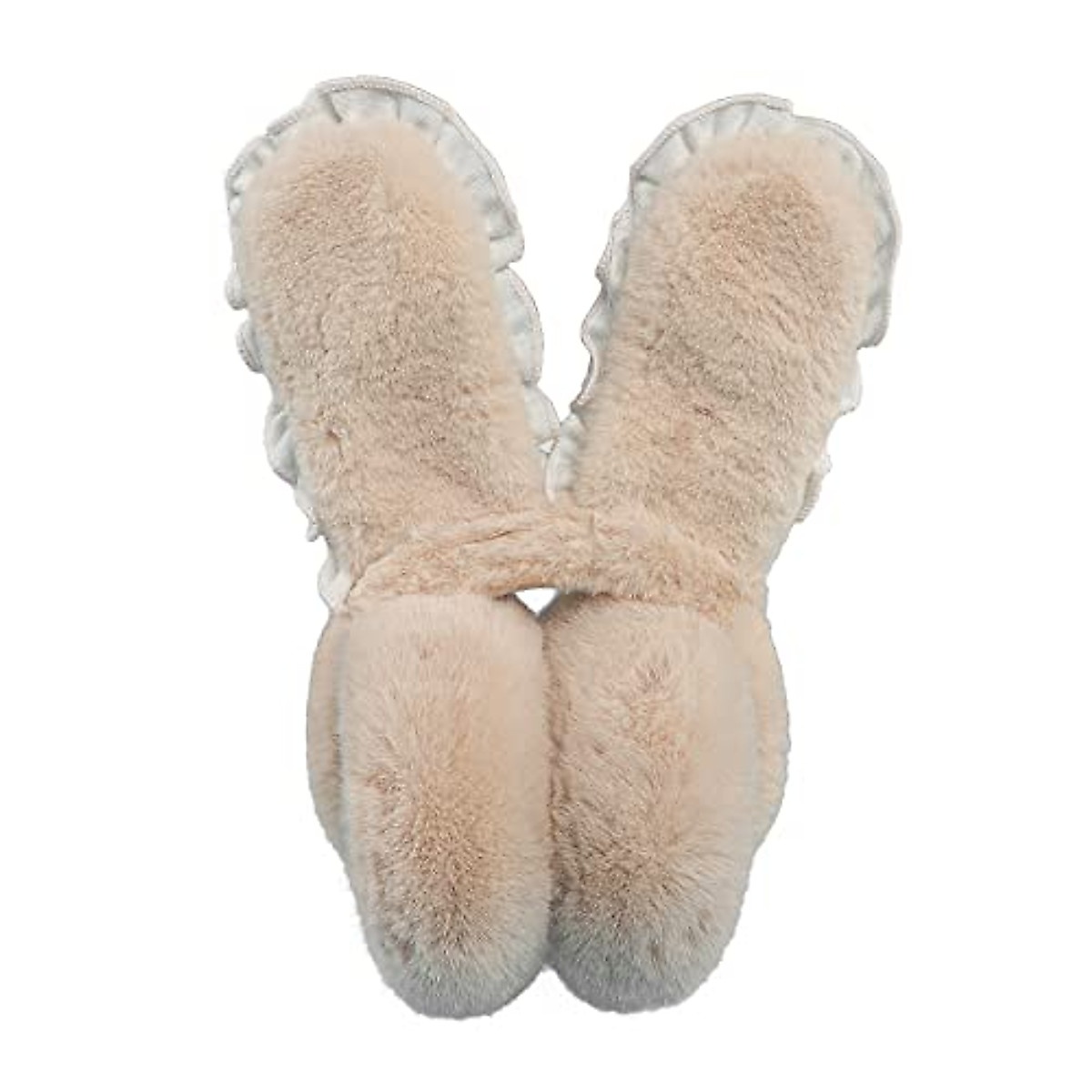 JIAHG Women Girls Plush Rabbit Ear Winter Earmuffs Soft Faux Fur Ear Warmers Adjustable for Adults Kids Thermal Ear Cover Muffs
