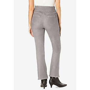 Woman Within Women's Plus Size Flex-Fit Pull-On Bootcut Denim Jean - 14 W, Grey Denim