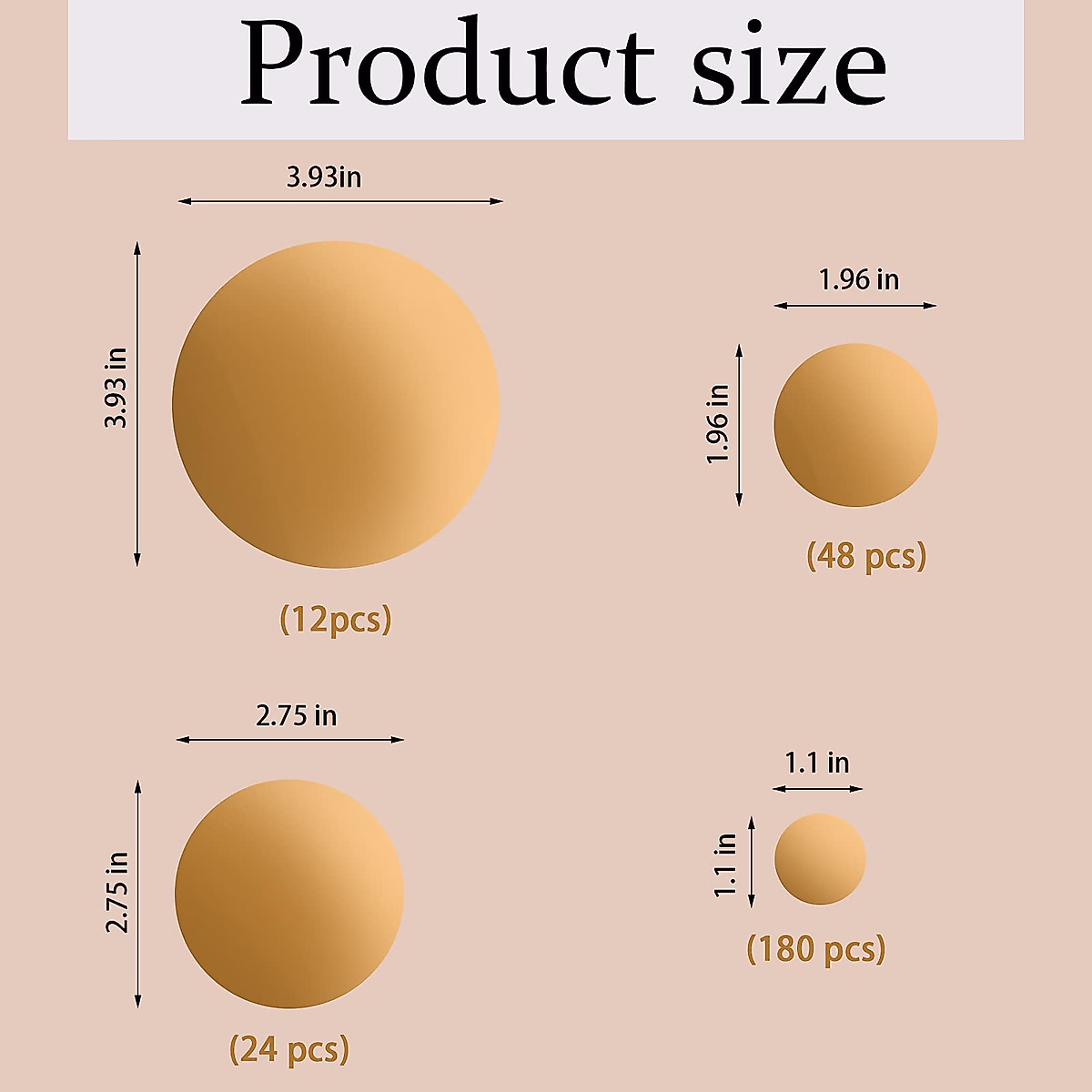 264 Pieces Polka Dot Wall Decals Dot Wall Stickers for Girls Bedroom Living Room Nursery Kids Bedroom Classroom Decor (Gold)