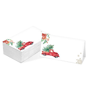 Table Place Card, Christmas Themed Tent Style Cards, Pack of 25 Half-Fold Reception Place Card, Perfect for Christmas Party, Birthday, Wedding, Bridal Shower, Baby Shower, Banquet(C12)