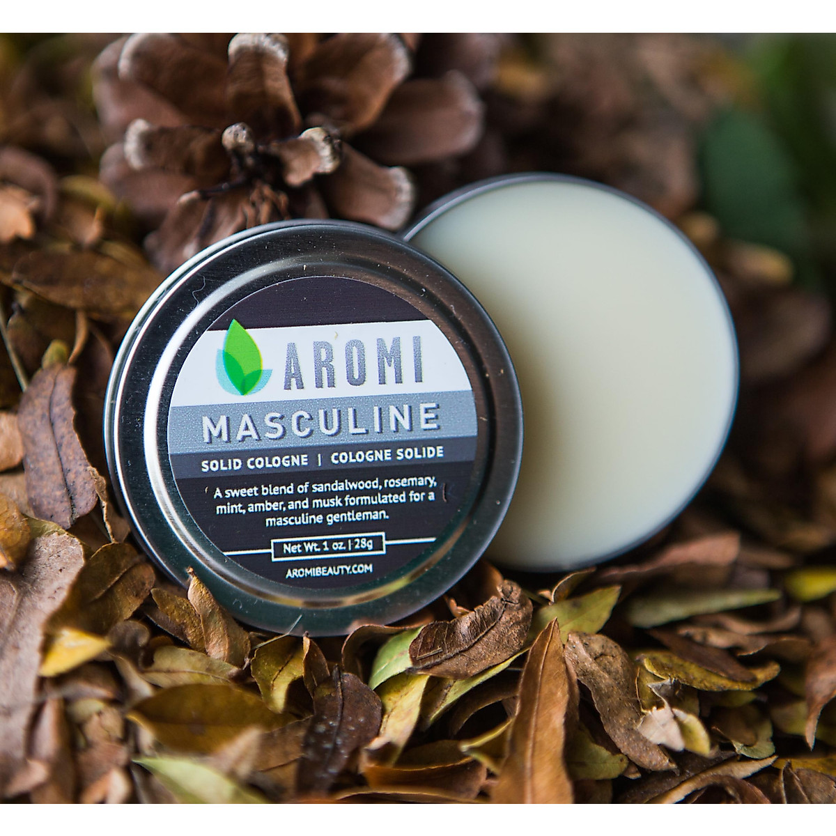 Aromi Solid Cologne | Sweet Musk Fragrance; Vegan, Cruelty-free, Powdery Scent, Wax-Based, Travel, Small Men's Gift, Alcohol-free, Concentrated (Masculine)