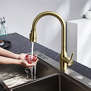 Kitchen Sink Faucet Head Replacement Part - 3 Modes for Kitchen Sink Sprayer Faucet Head, 13/16" Kitchen Pull Down Spray Head Nozzle, Brushed Nickel for G1/2 Connector, Male