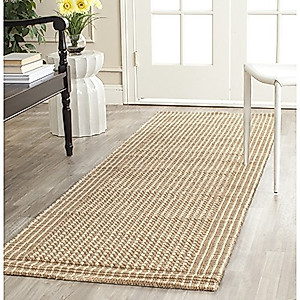 SAFAVIEH Natural Fiber Collection Runner Rug - 2' x 6', Ivory & Beige, Handmade Jute, Ideal for High Traffic Areas in Living Room, Bedroom (NF449A)
