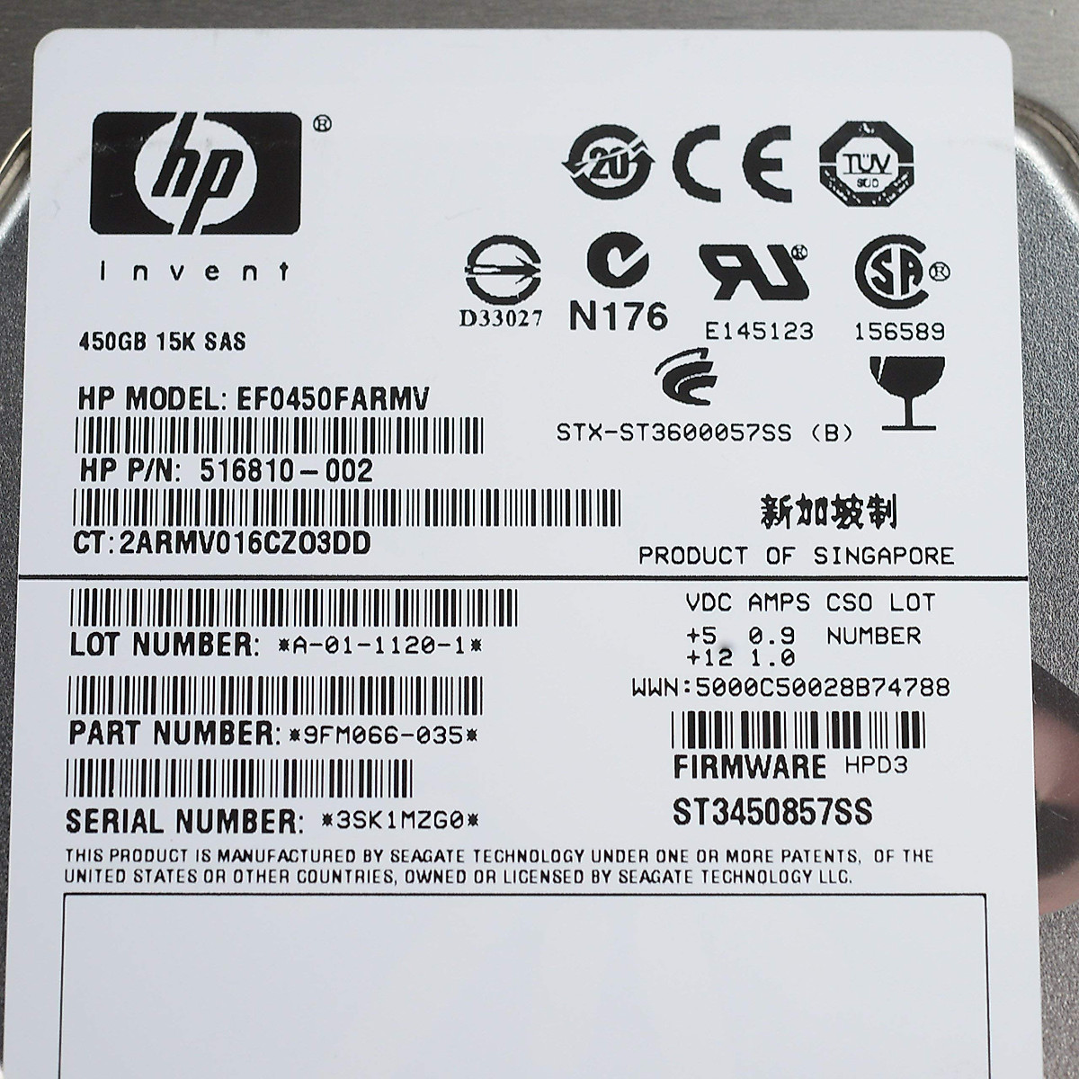 516810-002 Hp Hard Drives W-tray Sas-6gbits 450gb-15000rpm (Certified Refurbished)