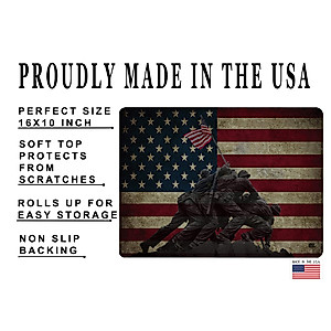 Rogue River Tactical Iwo Jima Memorial USA American Flag Gun Cleaning Mat Bench Pad Gift for Gun Owner Patriotic Military Veteran