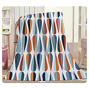 Swono Drop Shapes Throw Blanket,Mid-Century Modern Style Retro Seamless with Drop Shapes in Tones Thorw Blanket Soft Warm Decorative Blanket for Bed Couch Sofa Office Blanket 30"X40"