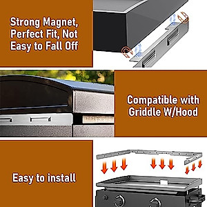 Grarg Wind Guards for Blackstone 28” Griddle,Blackstone Griddle Accessories Stainless Steel Magnetic Wind Screen for Outdoor Backyard BBQ Cooking Gas Saving(28 Inch)