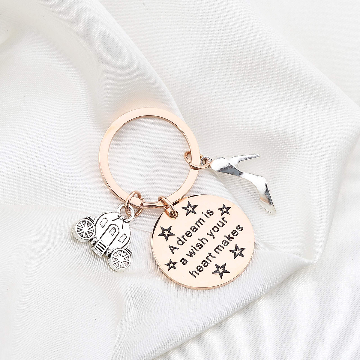 PLITI Goddaughter Gift A Dream Is A Wish Your Heart Makes Keychain Inspirational Ladies Girls Graduation Gifts For Her (Dream is ur Heart makes RG)
