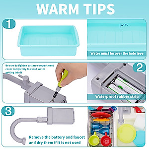 20 PCS Baby Bath Play Sink Toys, Kids Toy Sink, Electric Dishwasher Play Kitchen Set with Running Water for Kids Toddler - 3-4 Years Old Boys and Girls Pretend Play
