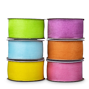 SOFIRE 6 Spools Sheer Chiffon Organza Ribbon - 1 Inch Wide 60 Yards for Crafts, Gift Wrapping, Summer