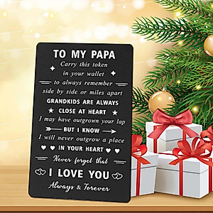 ENGZHI Papa Gifts from Grandchildren - Papa Birthday Card, Grandkids Are Always Close At Heart - I Love You Papa Gifts for Christmas, Fathers Day