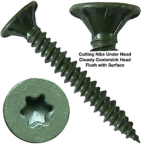 Jake Sales #10x1-1/4" Cement Board Torx/Star Head Screws Sharp Point for Fastening Cement Backer Board/Cement Board/Tile Board - - Torx/Star - T-25 Torx Head (1 Pound 166 Approx. Screw Count)