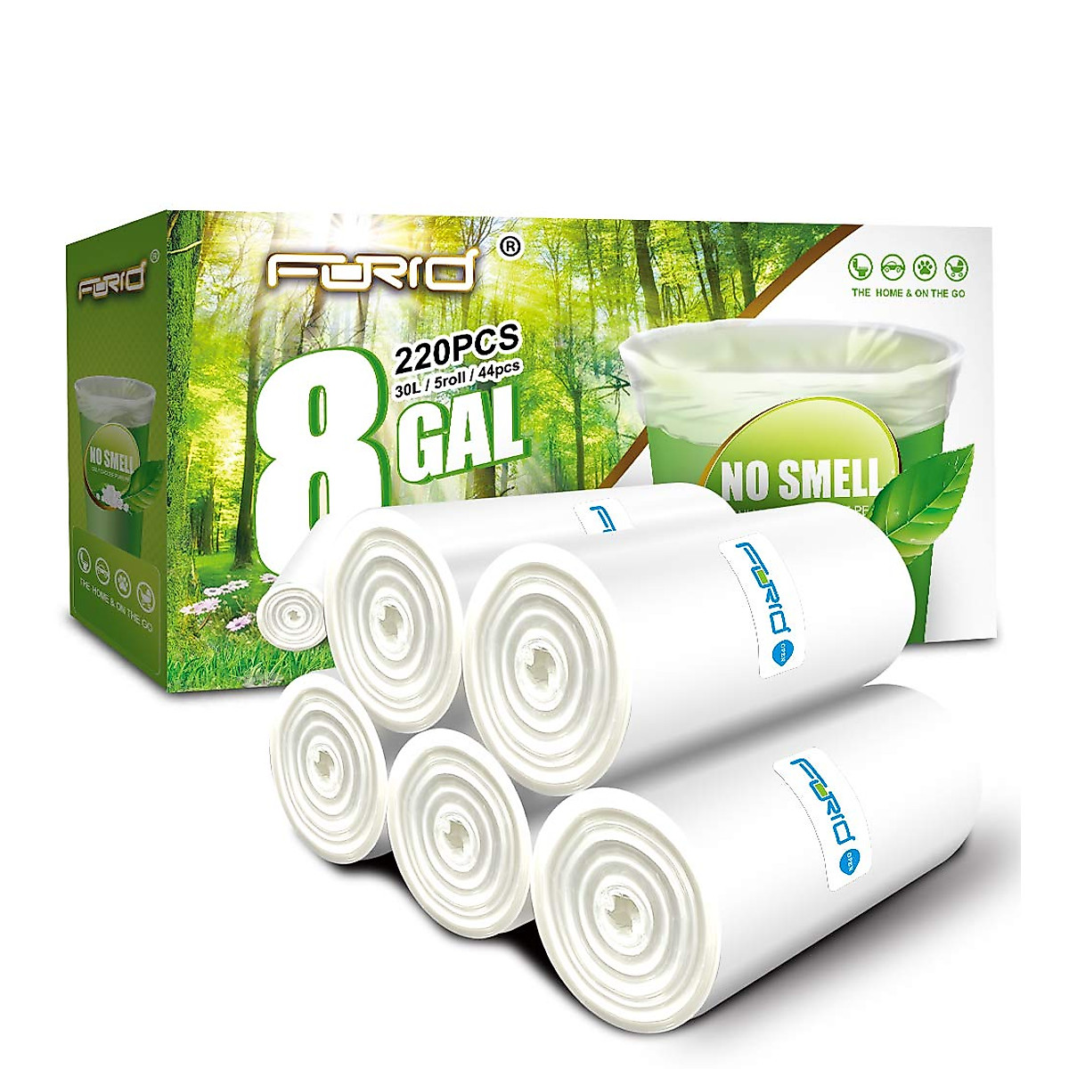 Clear Medium Garbage Bags – FORID 8 Gallon Trash Bags 30 Liter Wastebasket Bin Liners 220 Count Plastic Trash Bags for Bathroom Bedroom Office Trash Can