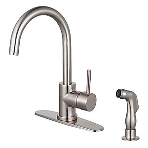 Kingston Brass Concord Single-Handle Kitchen Faucet with Side Sprayer Brushed Nickel Brushed
