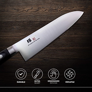 JCK ORIGINAL Kagayaki Japanese Chef’s Knife, KG-3ES Professional Santoku Knife, VG-1 High Carbon Japanese Stainless Steel Pro Kitchen Knife with Ergonomic Pakka Wood Handle, 7 inch