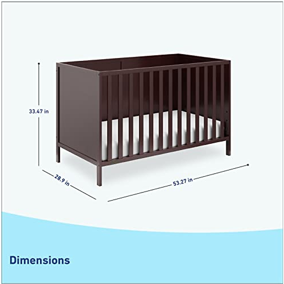Graco Theo Convertible Crib (Espresso) – Converts from Baby Crib to Toddler Bed and Daybed, Fits Standard Full-Size Crib Mattress, Adjustable Mattress Support Base