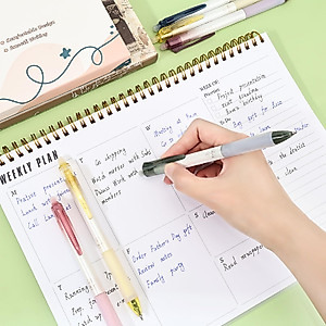 BAYTORY 12Pcs Retractable Erasable Pens No Bleed Fine Point, Black Ink Pen with Eraser Clear, Smooth Writing for Note Taking Marking Planner Crossword Puzzles(Vintage Barrel)