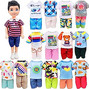 UNICORN ELEMENT 11 Packs 5.3 Inch - 6 Inch Girl Doll Clothes and Accessories, 3 Dresses, 3 Boy Doll Outfits (3 T-Shirt, 3 Pants), 2 Shoes, 1 Headset 1 Toy Dog 1 Computer(NO Doll)