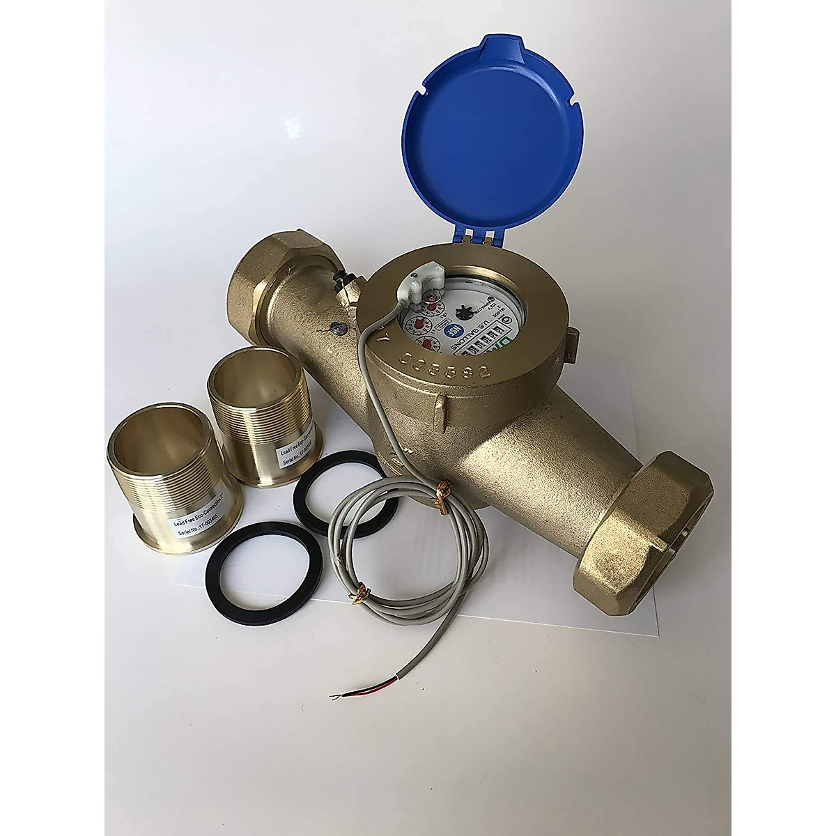 DAE MJ-200 2" NSF61 Non Lead Potable Water Meter, Pulse Output + Couplings, Gallons