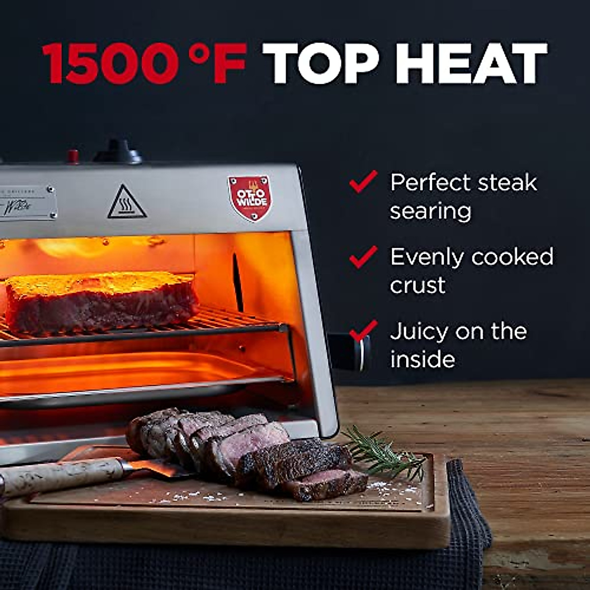 The Otto Grill Original, Infrared Steak Grill from Otto Wilde, 1500°F in 3 Minutes, Integrated Grill Drawer, 100% Stainless Steel